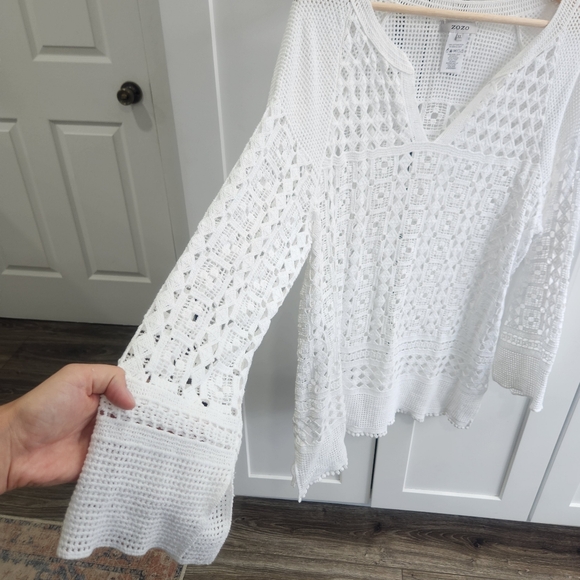 Zozo | Tops | Zozo Crochet Sheer Lace Long Sleeve Top Cover Up Size Xl ...